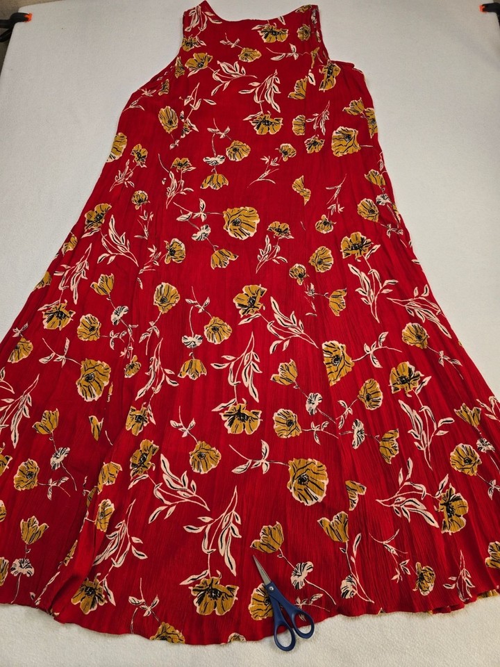 Woman Within Sleeveless Floral Red Maxi Dress M 14/16 | eBay