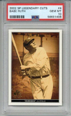 2002 UPPER DECK SP LEGENDARY CUTS BABE RUTH CARD NEW YORK YANKEES PSA ...