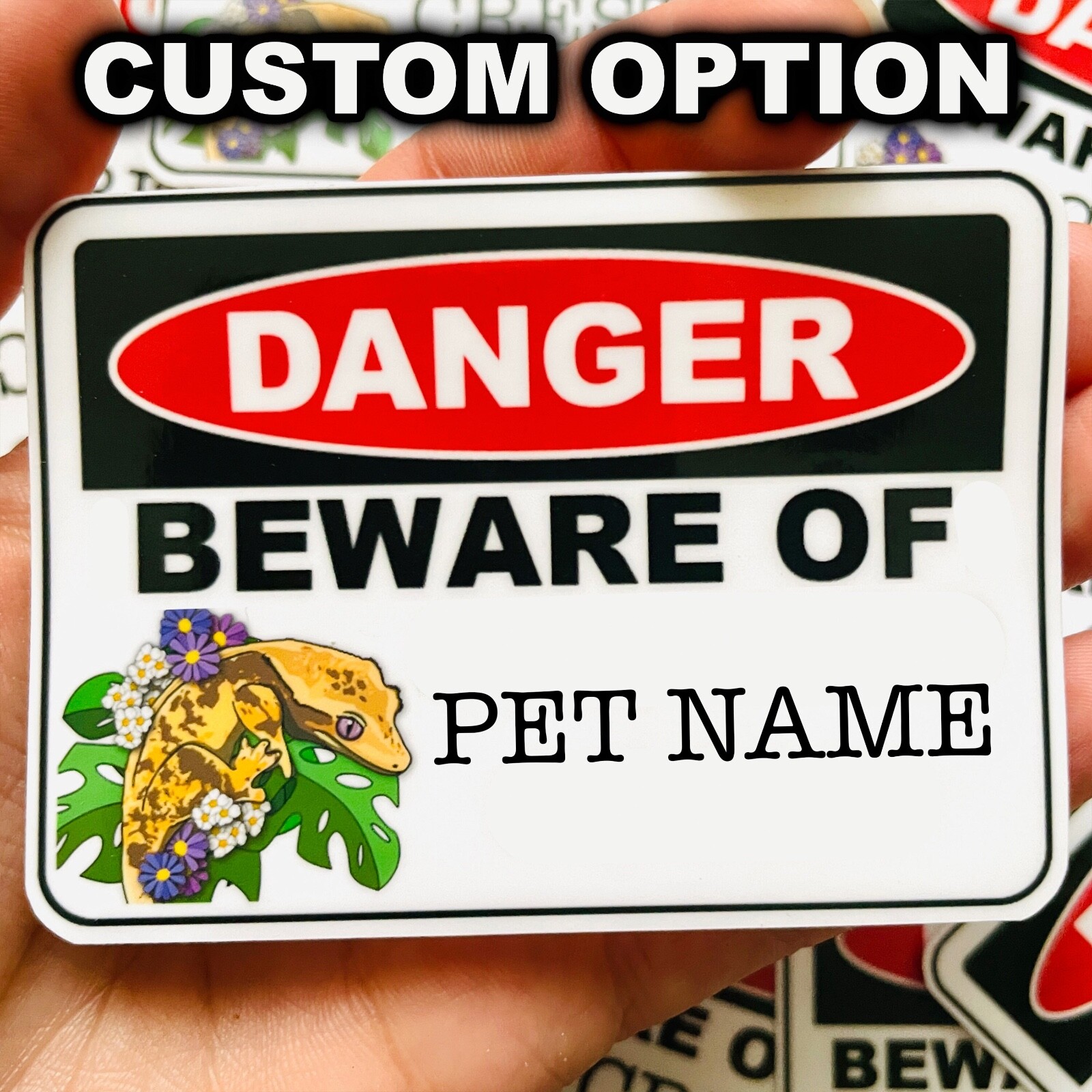 CUSTOM Beware Crested Gecko - Vinyl Sticker Decal - water heat UV Proof ...