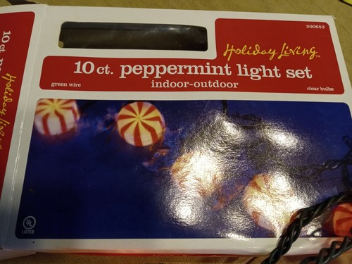 Holiday Living 10ct. Peppermint Light Set Indoor/ Outdoor String Lights ...