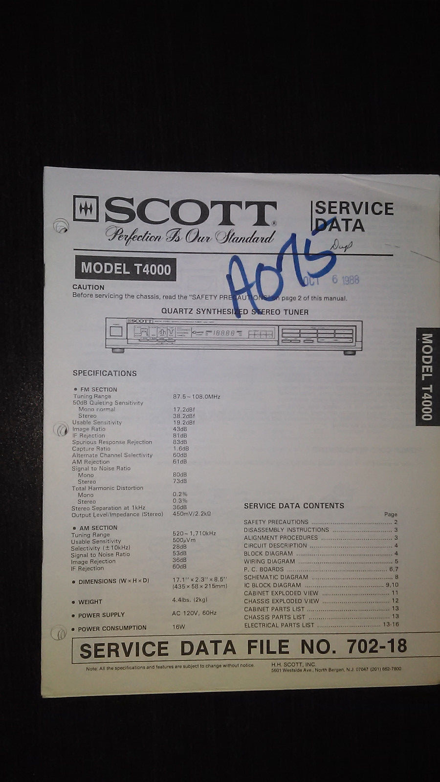 Scott t4000 Service Manual Original repair book stereo radio tuner | eBay