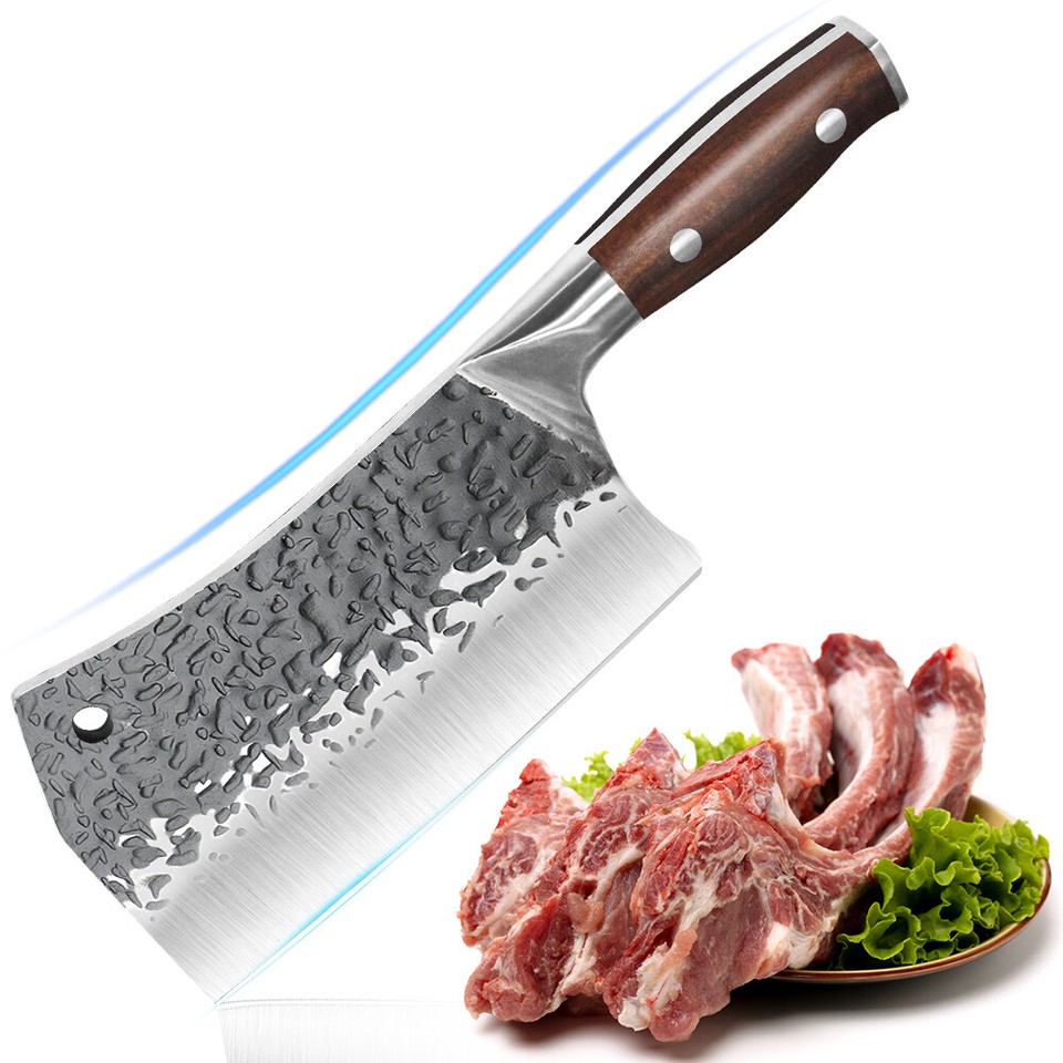 Heavy Duty Bone Cutting Knife Sharp Butcher Knife Hand Forged Meat ...