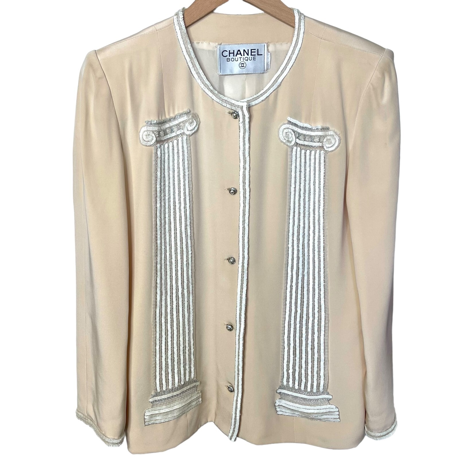 CHANEL Iconic Greek Column Sequin Embellished Jacket … - Gem