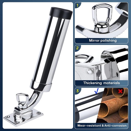 smartmarine 316 Stainless Steel Boat Fishing Rod Holder 360 Degree ...