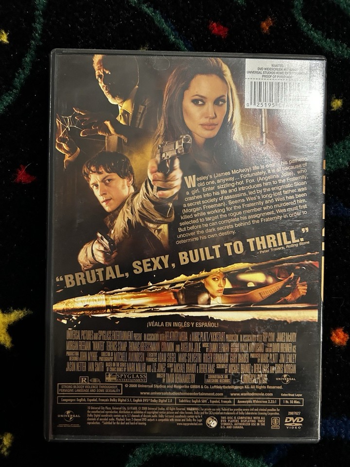Wanted DVD Action Thriller James McAvoy Morgan Freeman Angelina Jolie ...