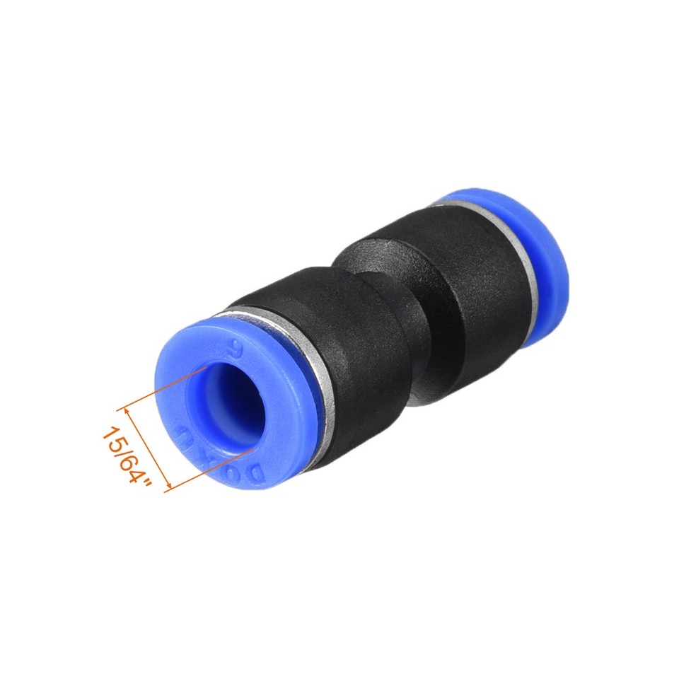 5pcs Push to Connect Push Tube Fittings 6mm or 15/64" Straight OD Blue ...