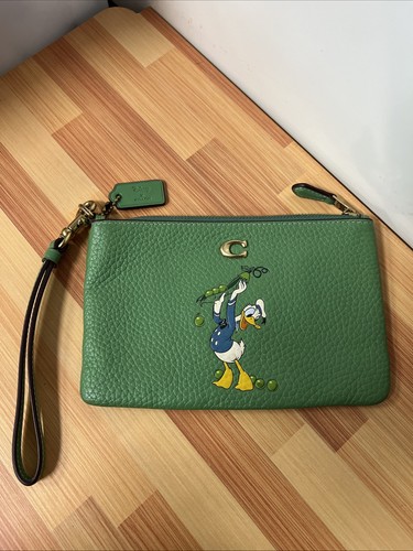 Coach Disney 100 Years Donald Duck Wristlet Bag Regenerative Leather ...