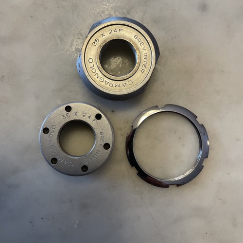 Vtg. CAMPAGNOLO Bottom Bracket Cups + Lockring • Italian • Rifled • 36 ...