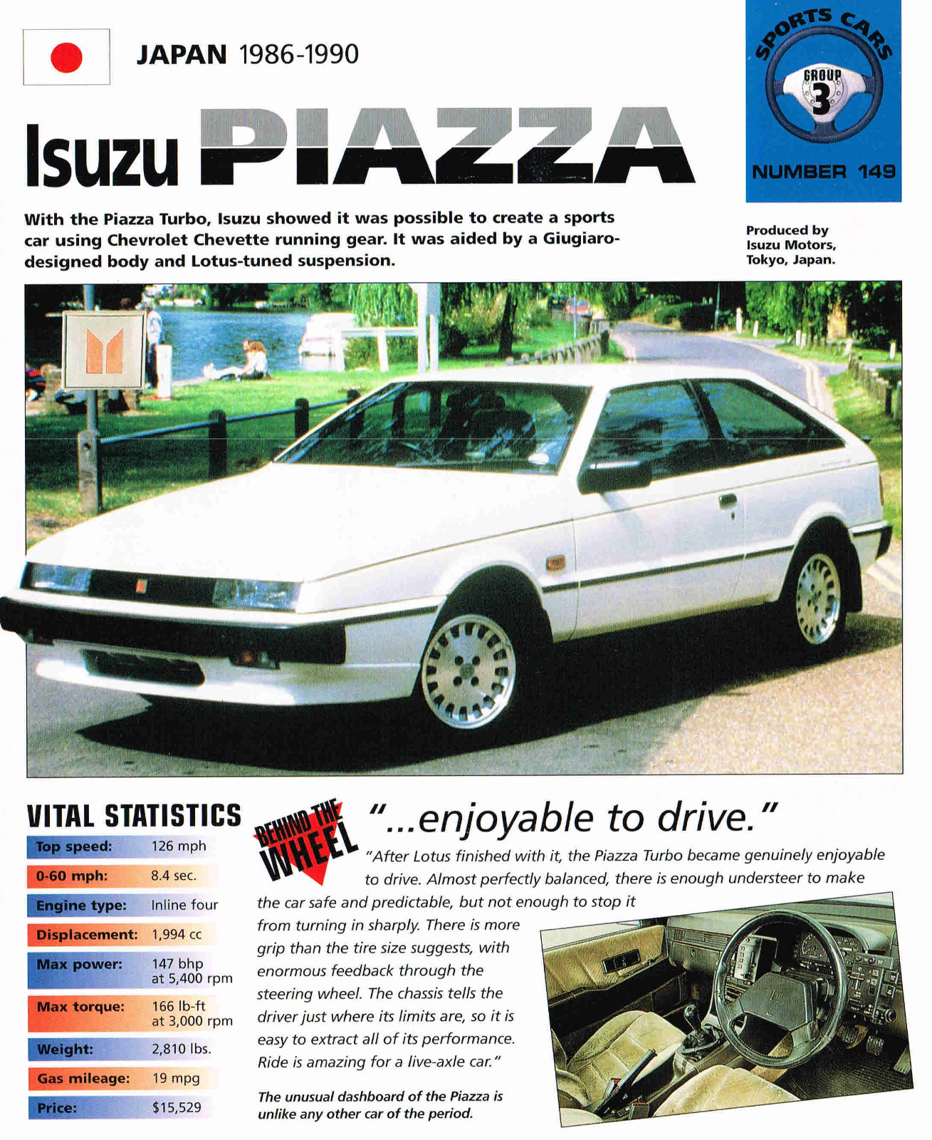 1988 ISUZU PIAZZA TURBO SPEC SHEET / Brochure / Pamphlet / Ad | eBay UK