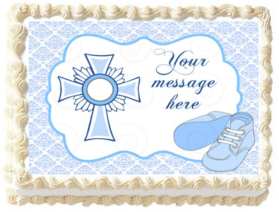 BOY BAPTISM CHRISTENING Blue Image Edible Cake topper design | eBay