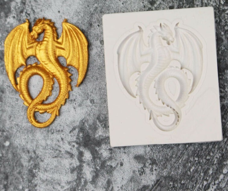 3D DRAGON Silicone Fondant Cake Topper Mold Mould Chocolate Sugarcraft ...