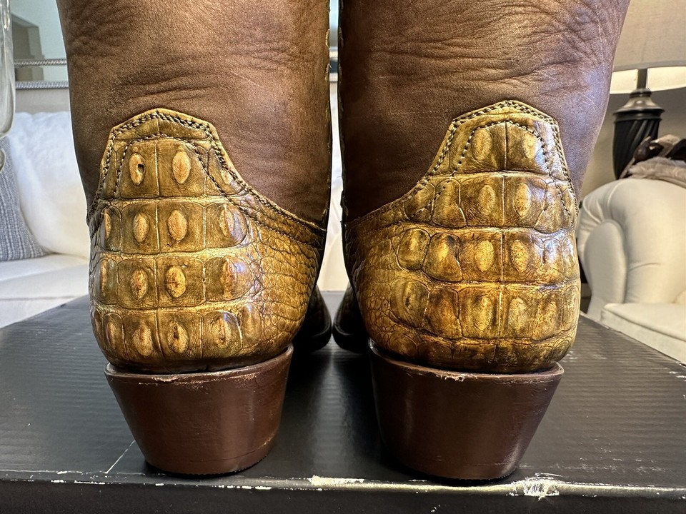 Stallion Men's Custom Exotic Natural Alligator Head Cut Buck Stitch ...