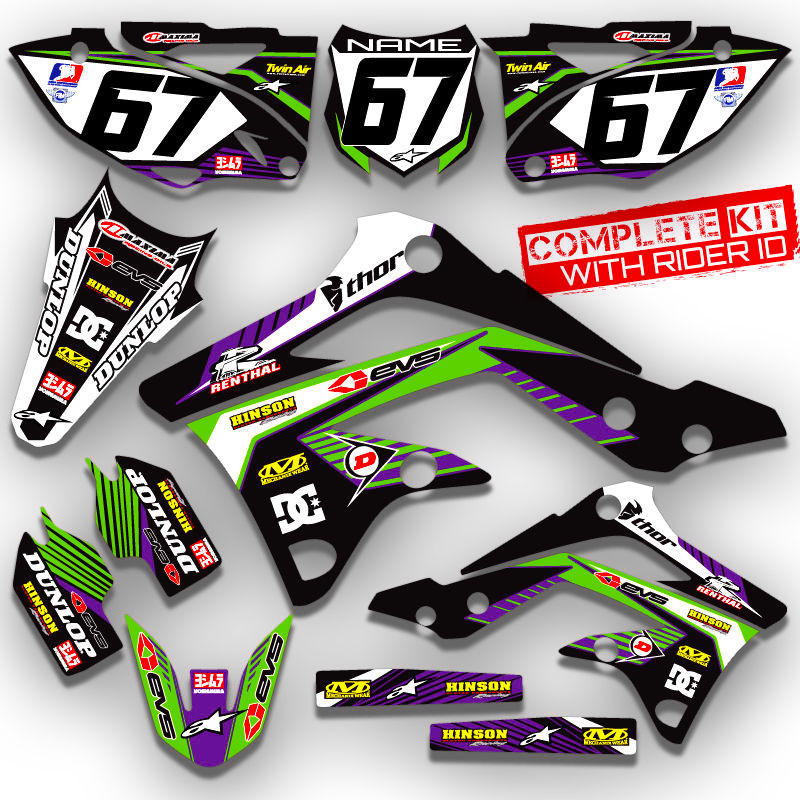 2006 2007 2008 KXF 250 GRAPHICS KIT KAWASAKI KX250F KX F 250F PURPLE MX ...
