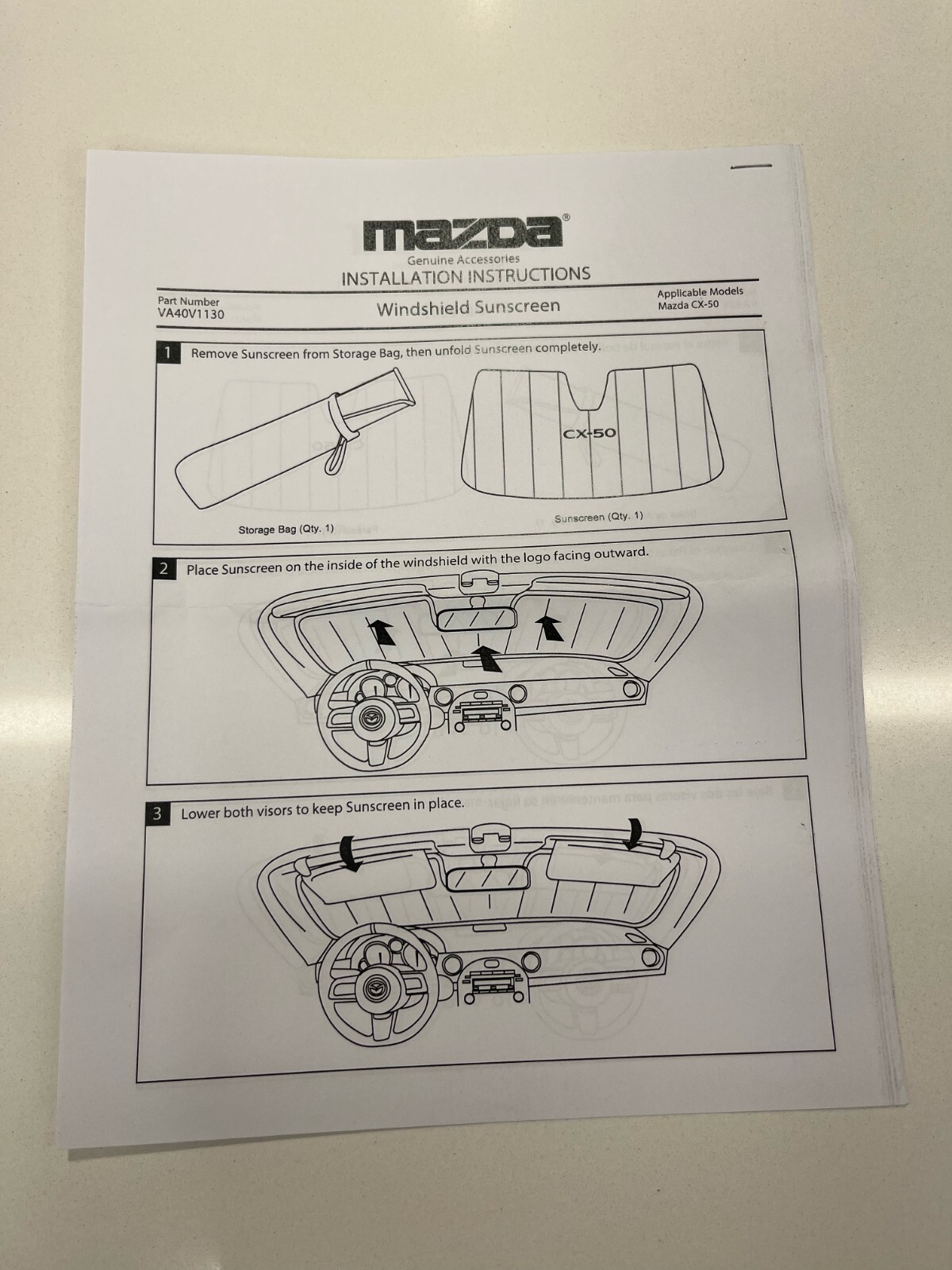 GENUINE MAZDA CX-50 2023 Windshield Sunshade (VA40-V1-130) | eBay