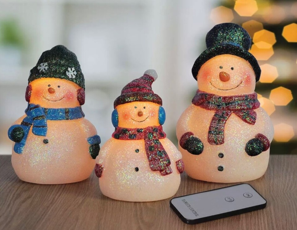 Fitz & Floyd Flameless Snowman LED Candle Set of 3 w/ Remote - New | eBay