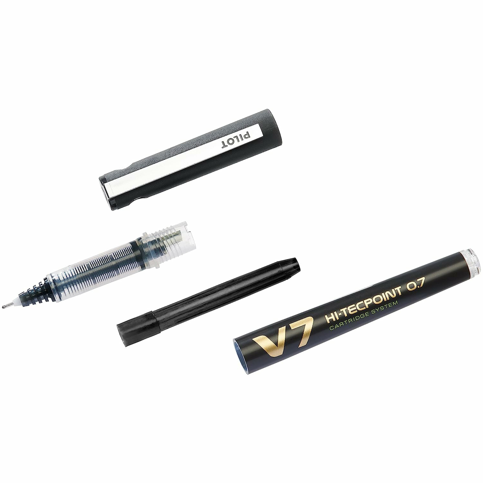 Pilot V7 Hi-Tecpoint Cartridge System Liquid Ink 0.7 Rollerball Pen + 3 ...