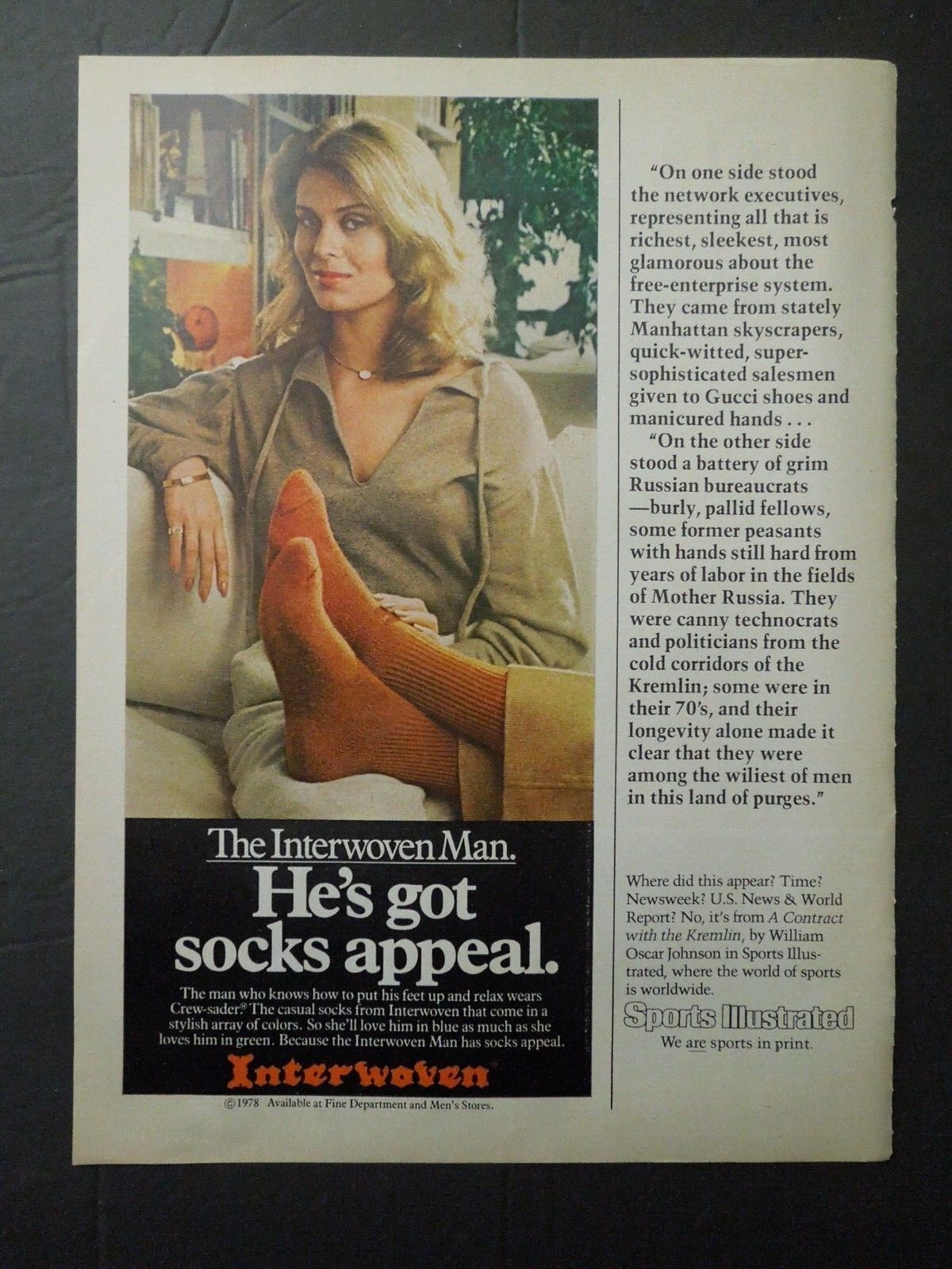 1978 INTERWOVEN Casual Socks Magazine Ad - He's Got Socks Appeal. | eBay