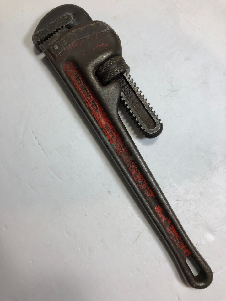 Vintage Ridgid 14” Pipe Wrench Heavy Duty Elyria, Ohio USA Rigid Ridge ...
