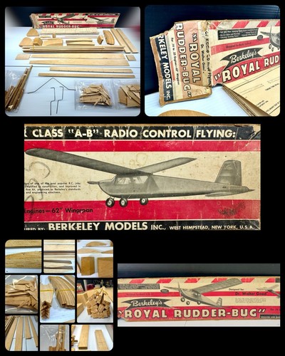 Vintage Berkeley Models "Royal Rudder Bug" Balsa Model Airplane Kit 62 ...