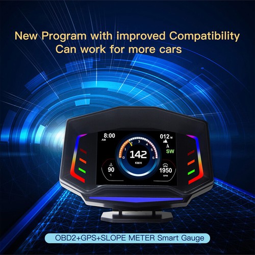 OBD2+GPS+Incline Meter Car HUD Slope Meter Speed Altitude Meter Head-up ...