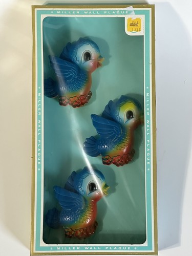1970 Miller Studio Chalkware Blue Birds Lot Of 3 Wall Plaques Decor 4 ...
