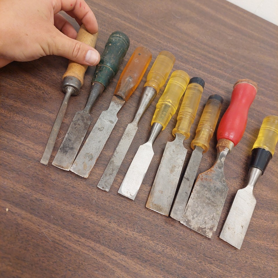 lot 9 Vintage Wood Chisels Carving Tool Fuller Sears Woodworking | eBay