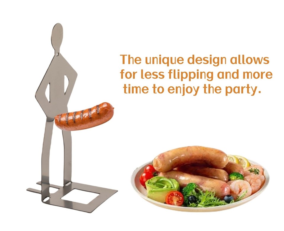 natalieenati 2 PCS Funny BBQ Stand Man Hot Dog HolderReusable Stainless ...