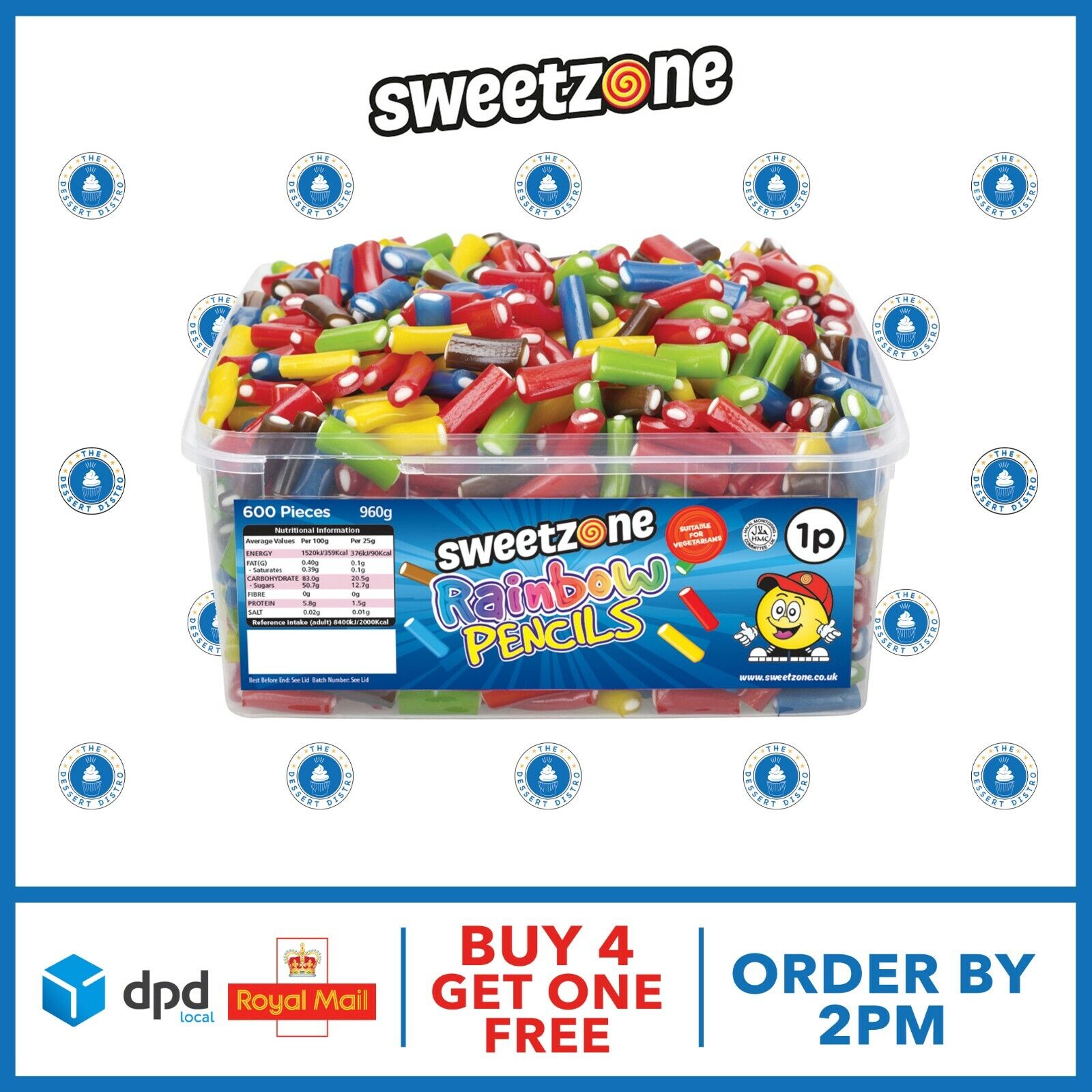 Pencil Sweets Cables, Bubble Gum, Apple, Blackcurrant, Blue Raspberry ...