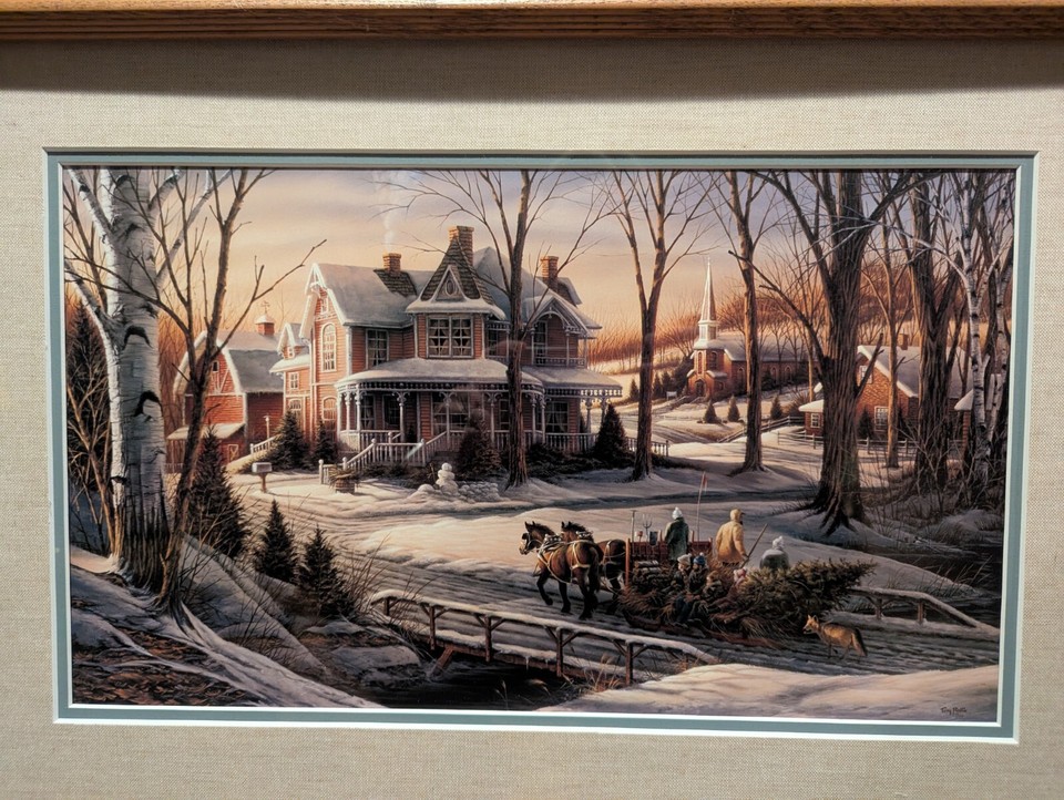 Terry Redlin Homeward Bound 26”x18” Framed Matted Large Holiday ...