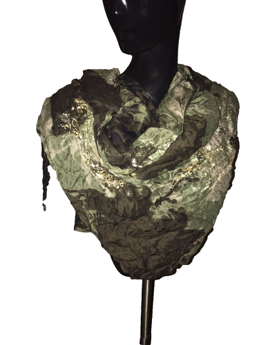 NWT new Express Infinity Scarf Black Green Gold Metallic | eBay