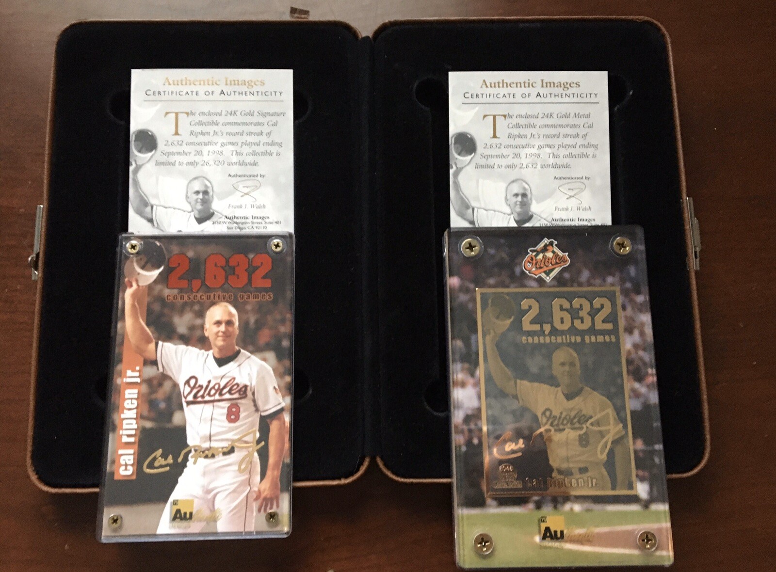 Cal Ripken Jr. MLB 24K 2,632 Consecutive Games Set of 2 Gold Baseball ...
