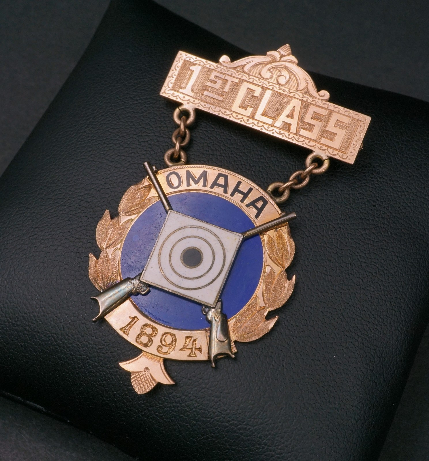 Victorian 14k Enamel 1st Class Marksman Award EIC Rifle Badge US Army ...