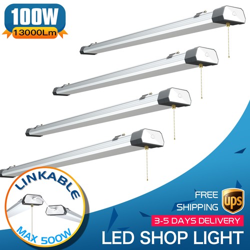 4 Pack LED Shop Light Tubes 100W Linkable Garage Warehouse Hangling ...