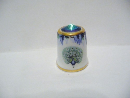 THIMBLE BONE CHINA SUTHERLAND ENGLAND "PEACOCK/WISTERIA" W/CRYSTAL TCC ...