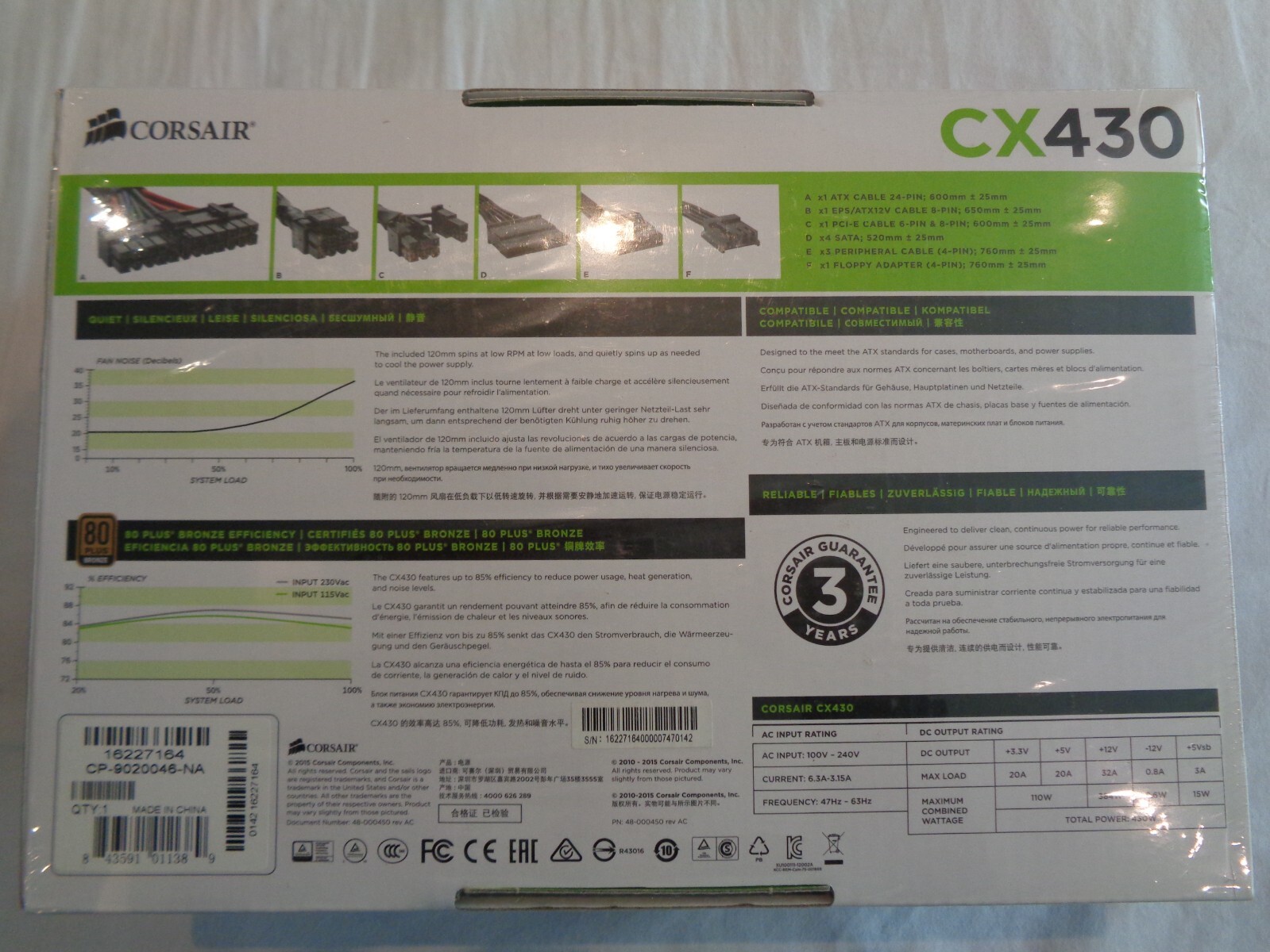 Corsair CX430 - 80 PLUS CP-9020046-NA 430W Plus Bronze ATX Modular ...