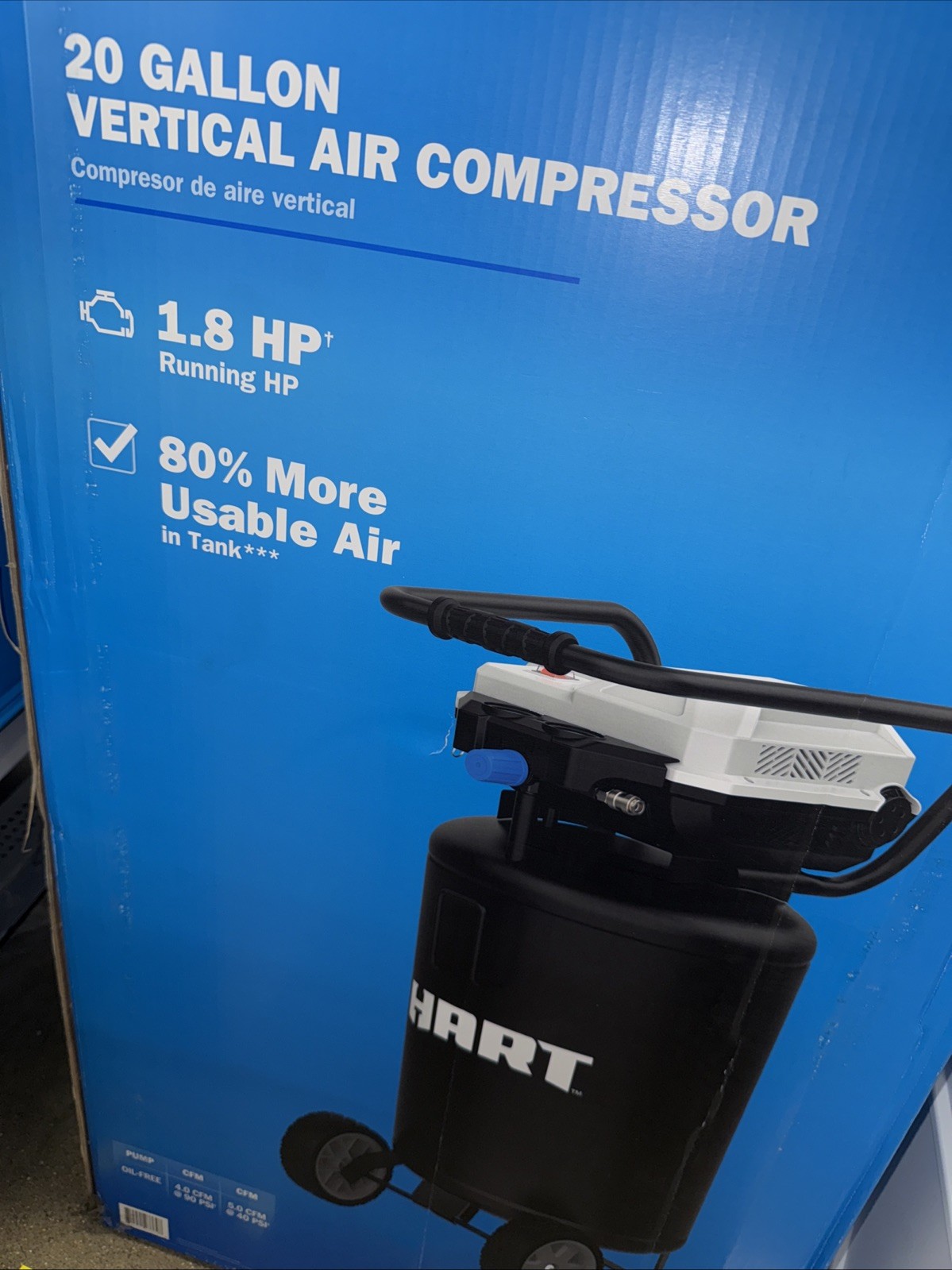 20 Gallon Veritcal Air Compressor HART 200 PSI Brand New with Wheels ...