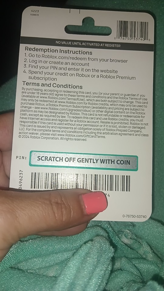 ROBLOX 50.00 gift card can send info asap email or ship asking 40 have ...