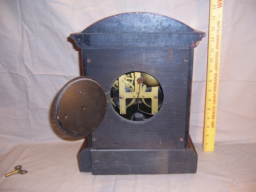 Rare Antique Ingraham Mantle Clock with Columns Chimes Shelf Brass ...