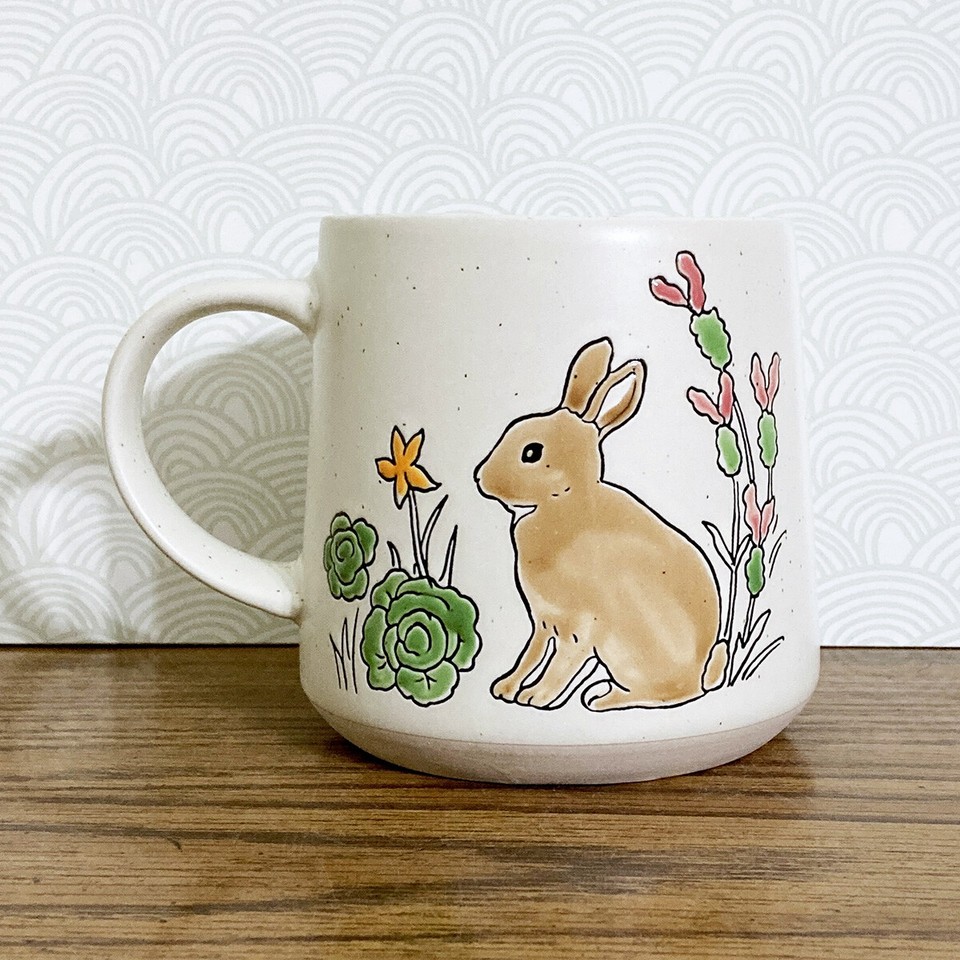 Bunny Rabbit Coffee Mug Large 17 oz Hand Painted Spring Easter Eli ...