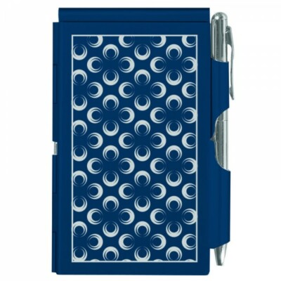 #1781 BLUE CIRCLES Burst Flip Note w/Pen Pocket Purse Size Paper Pad ...