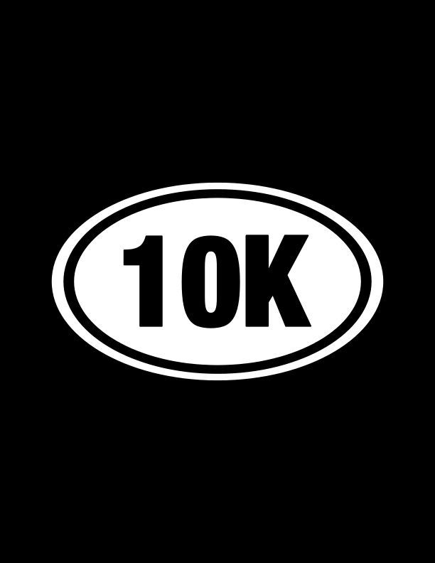 10K Decal 10k Vinyl Car Decal Sticker 6"x3.5" Marathon Runner Jogger ...