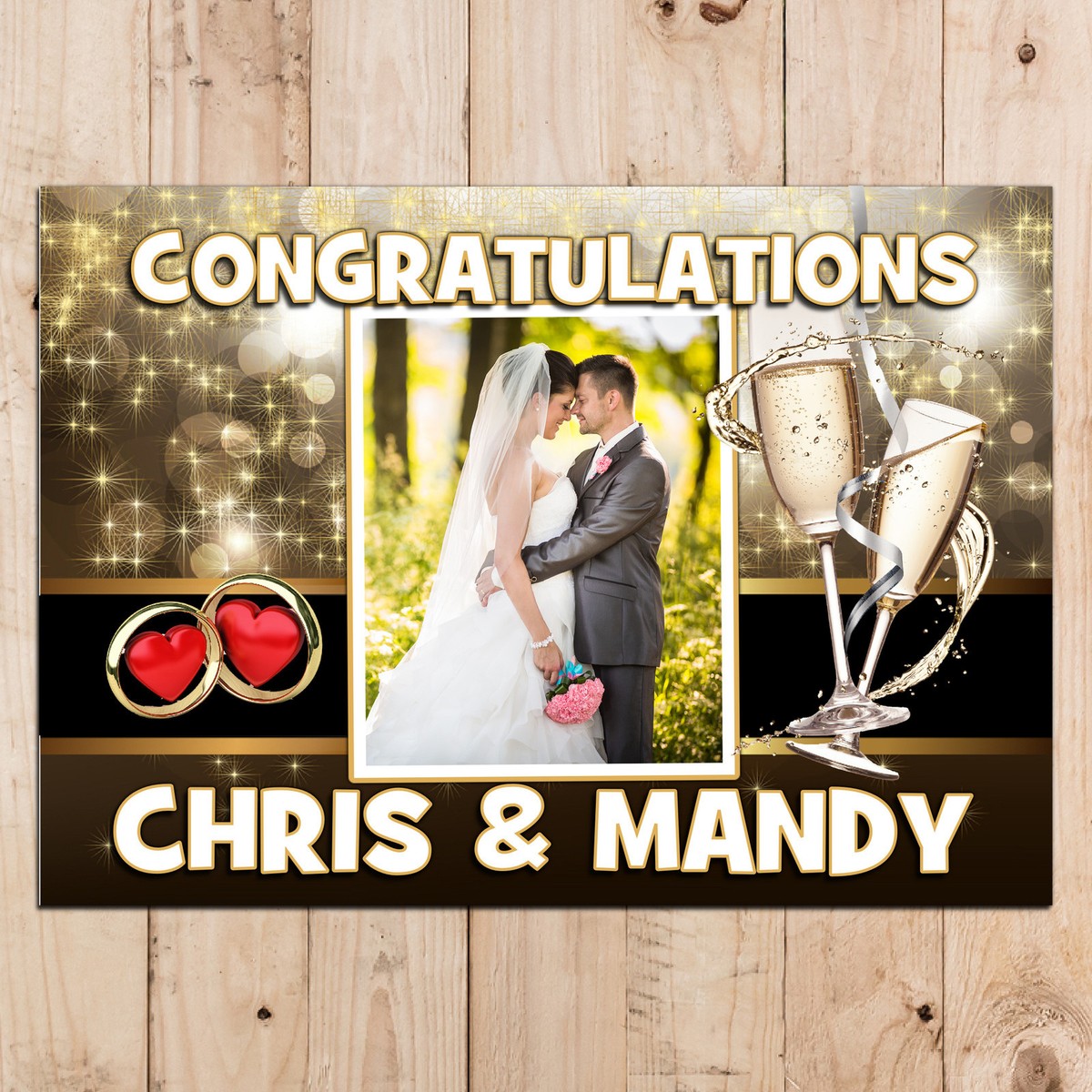 Wedding Congratulations Banner Congratulations Glitter Personalised
