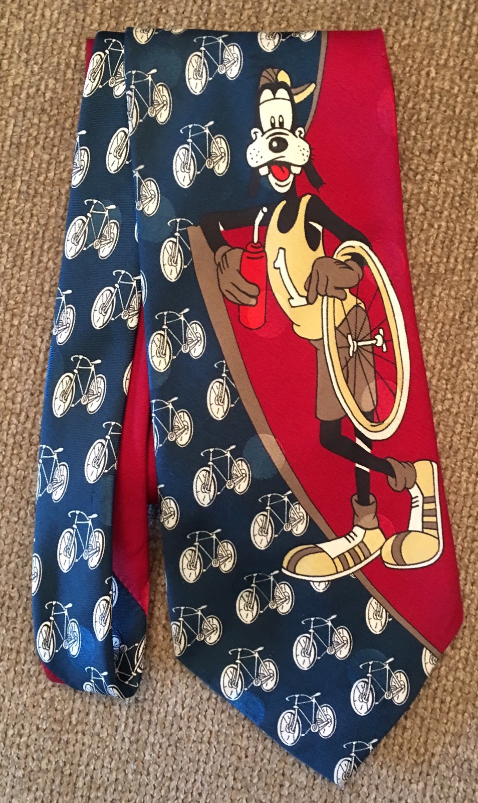 Disney Mickey Unlimited Goofy 1 Cyclist Cartoon Men Novelty Necktie Tie ...