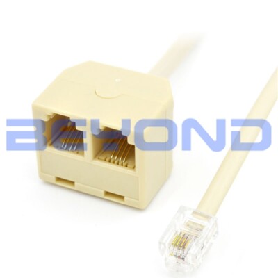 2PC RJ11 junction box telephone adapter male to 2 female CAT3 6P4C ...