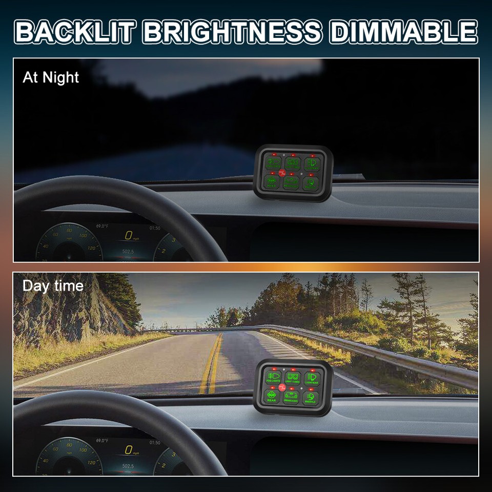 6 Gang Switch Panel Universal Circuit Control Box Button Switch Pod ...