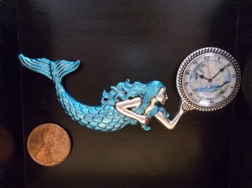 Dollhouse Miniature Mermaid Wall Clock Nautical Aqua Blue 1:12 Glass ...