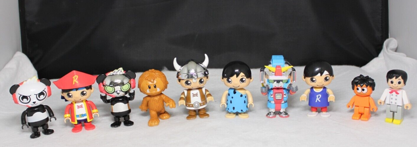 Ryan's World Figurines Ryans Toy Figures Lot of 10 Caveman Pirate Panda ...