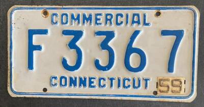 Connecticut 1959 COMMERCIAL License Plate - NICE QUALITY # F 3367 | eBay