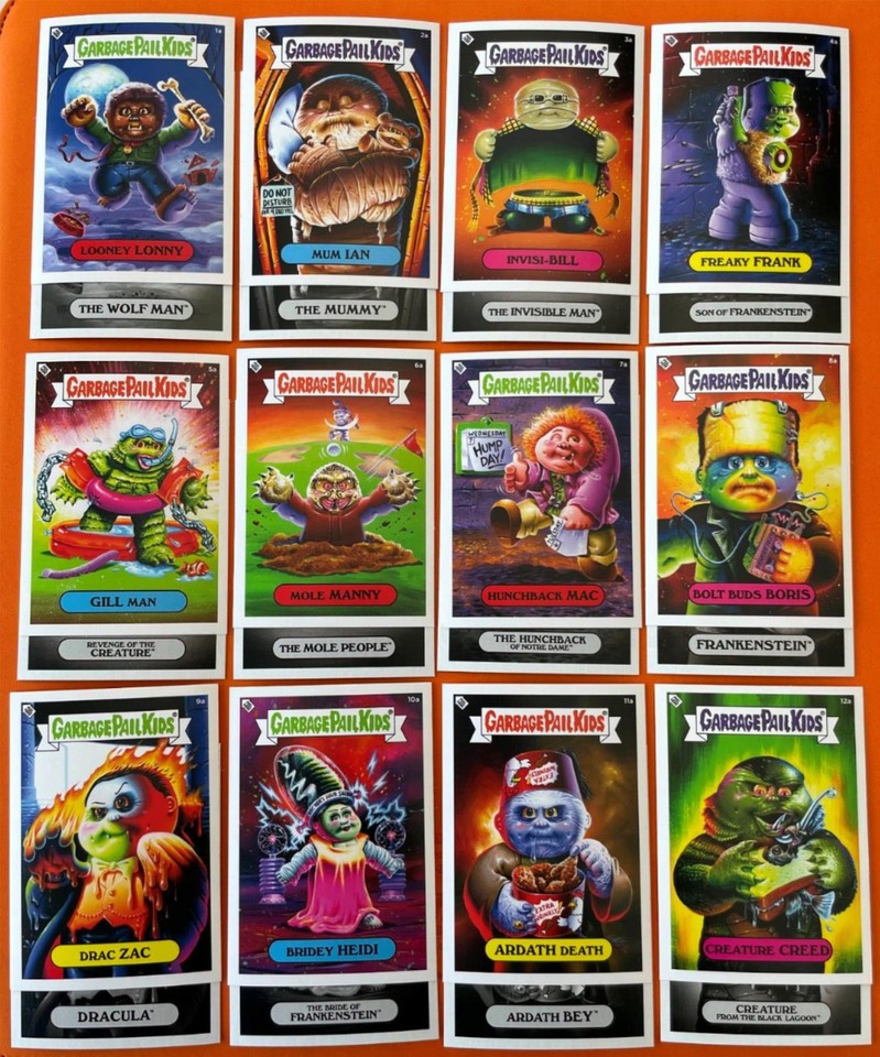 1ST EDITION Topps Garbage Pail Kids x Universal Monsters 24 Card Set ...