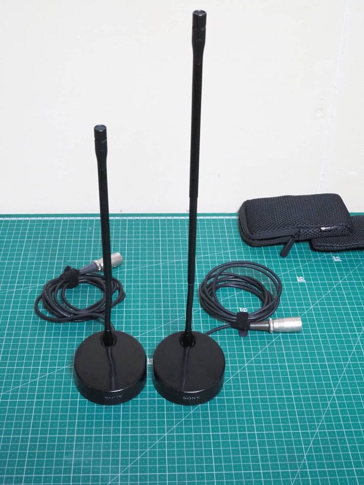 Sony ECM-530 Gooseneck Microphone Dual Set Phantom Power Battery Used ...
